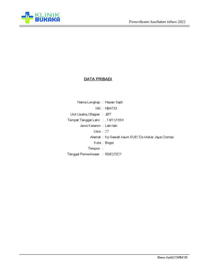 Contoh Format Hasil Mcu 2021 | PDF