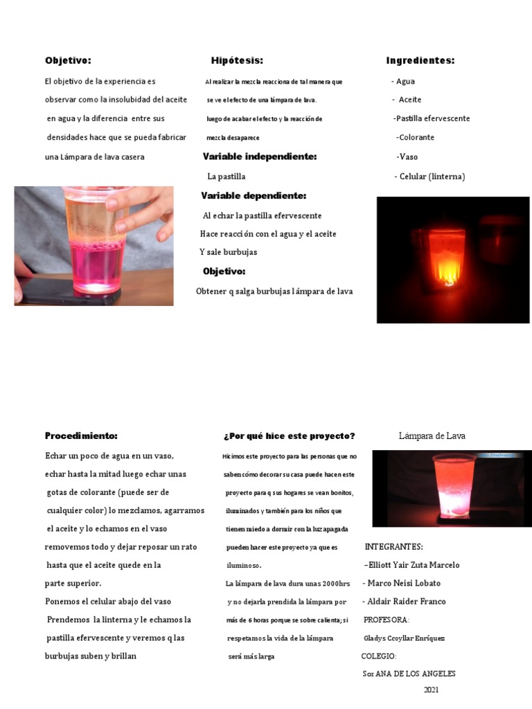 Cómo hacer una Lámpara de Lava casera fácil | PDF