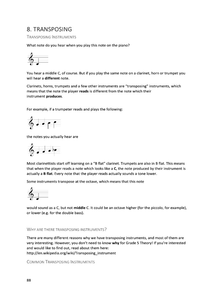 Transposing Instruments Pdf