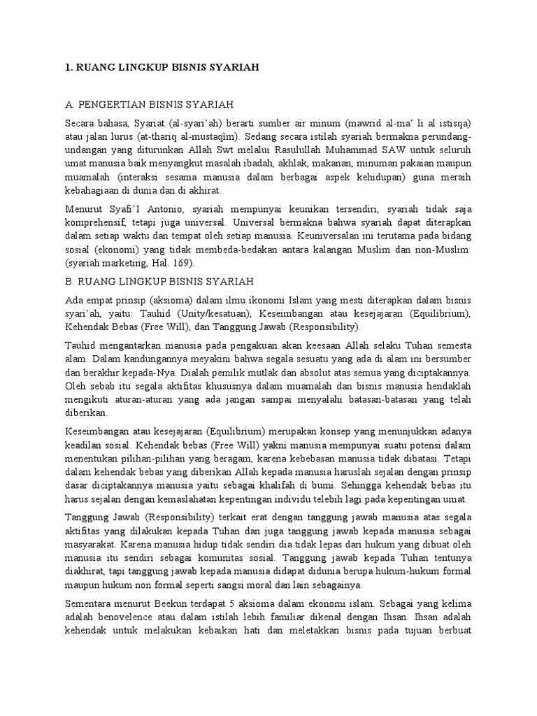 1 Ruang Lingkup Bisnis Syariah | PDF