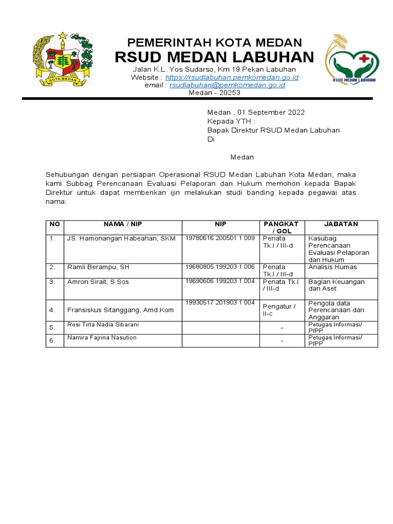 Surat Permohonan Studi Banding | PDF