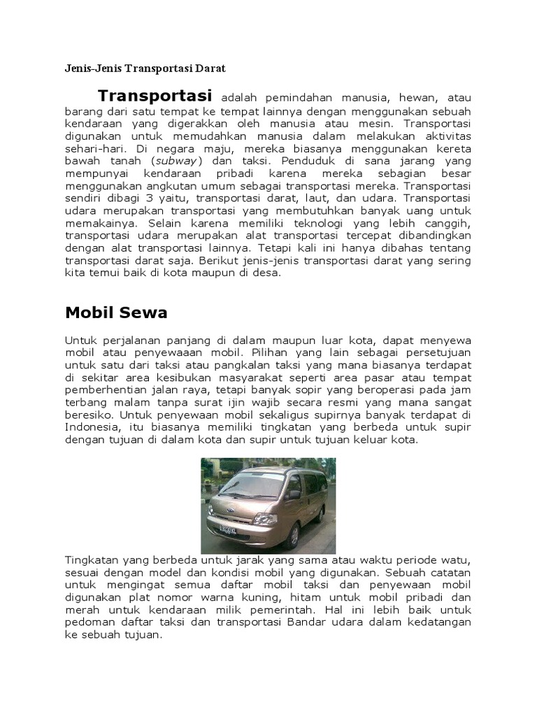 Jenis - Jenis Transportasi Darat | PDF
