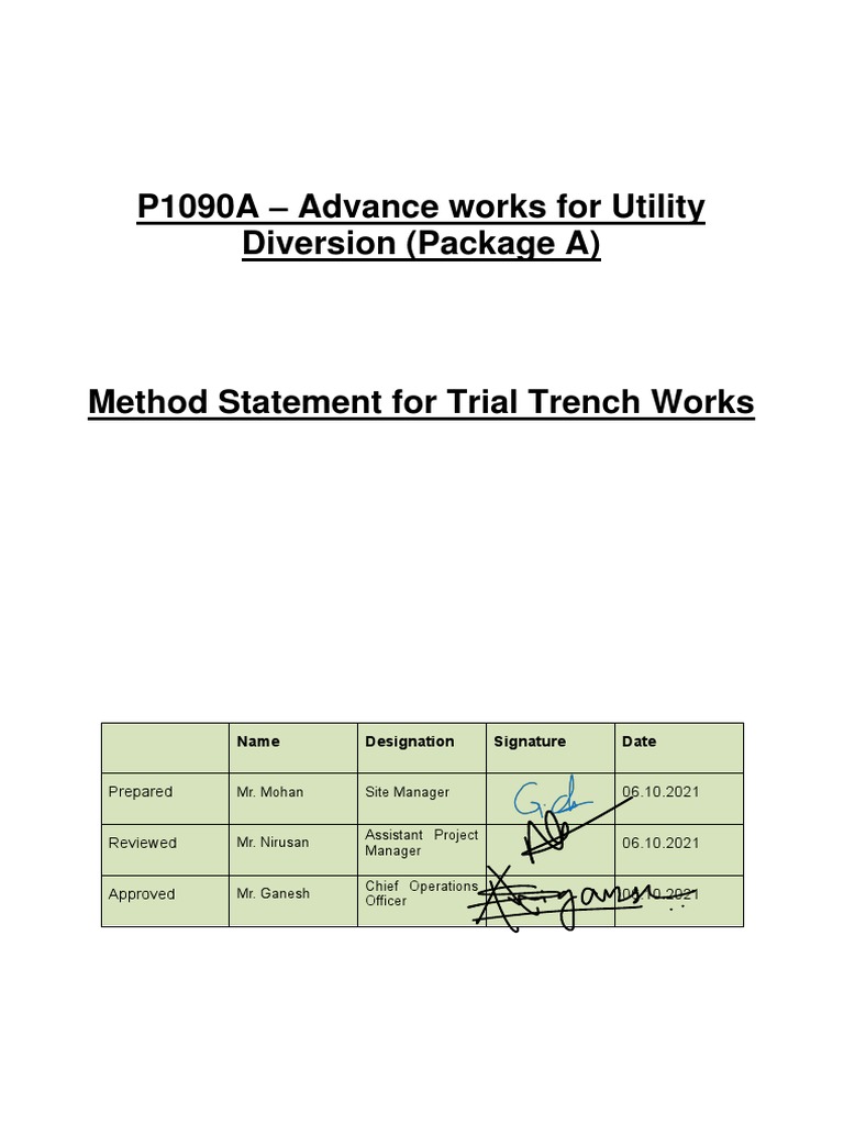 MOS Trial Trench Work | PDF | Road | Trench