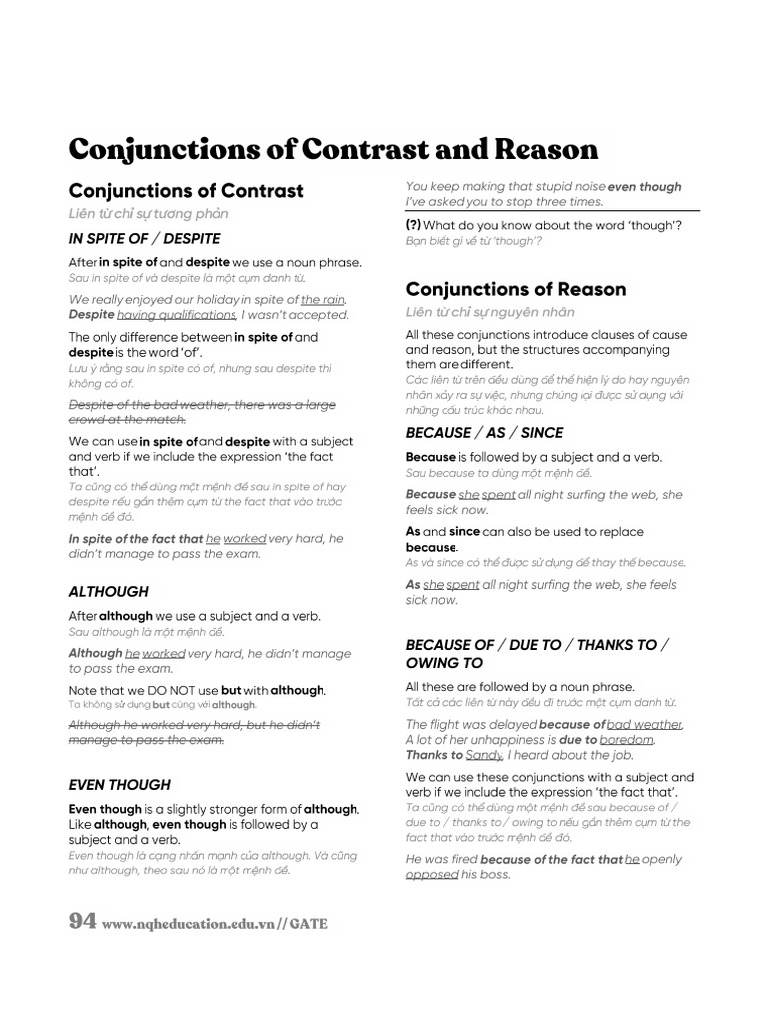 Conjunctions of Contrast & Reason | PDF