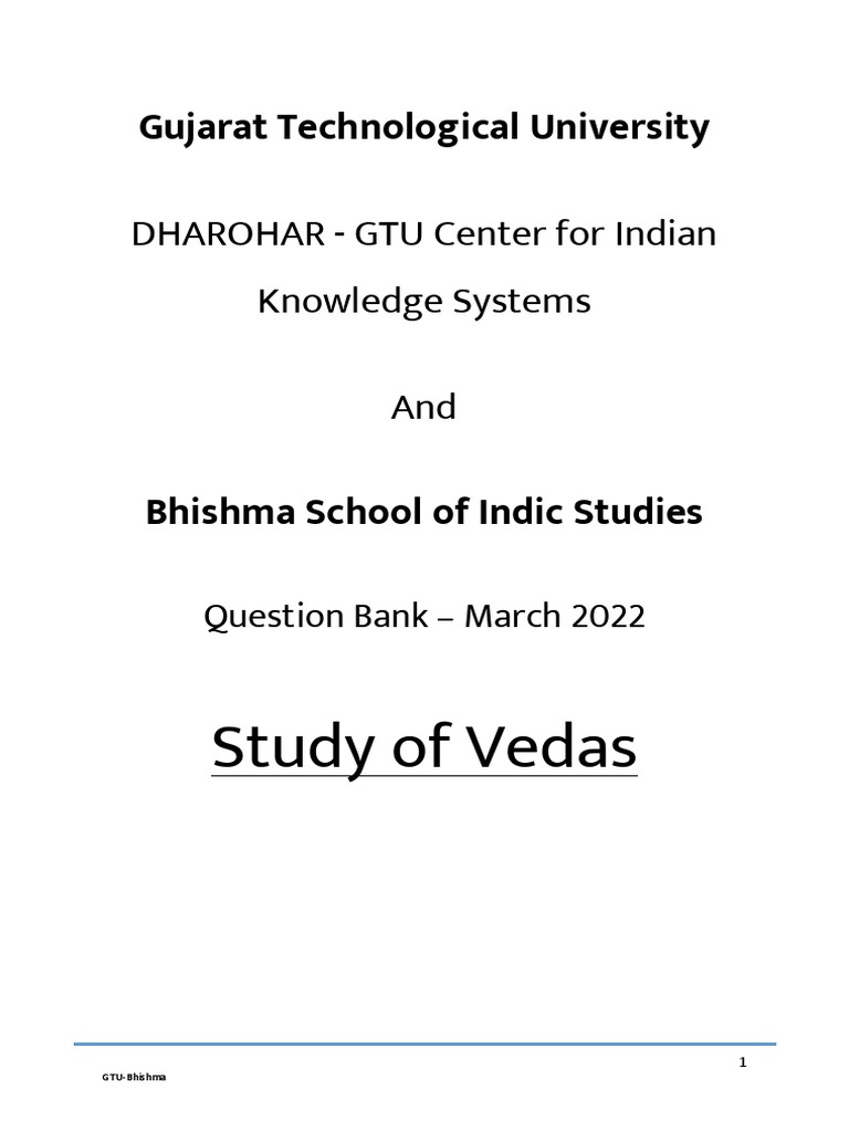 Study of Vedas - GTU-Bhishma - March 2022 | PDF | Religious Texts ...