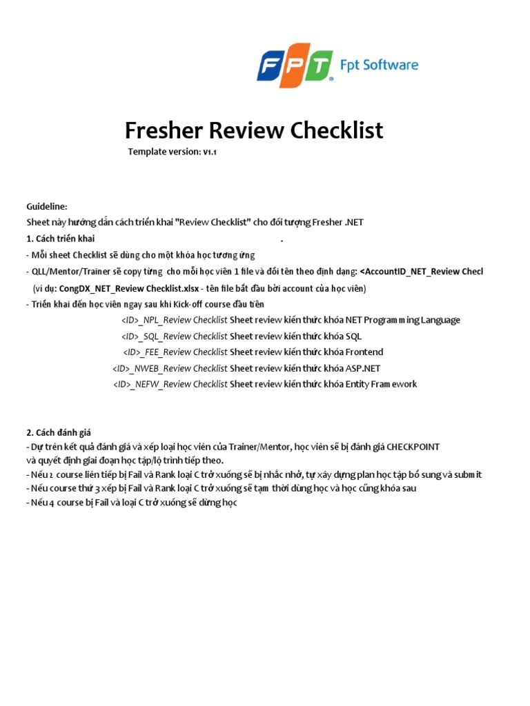 HoangN73 NET Review Checklist v2.0 | PDF