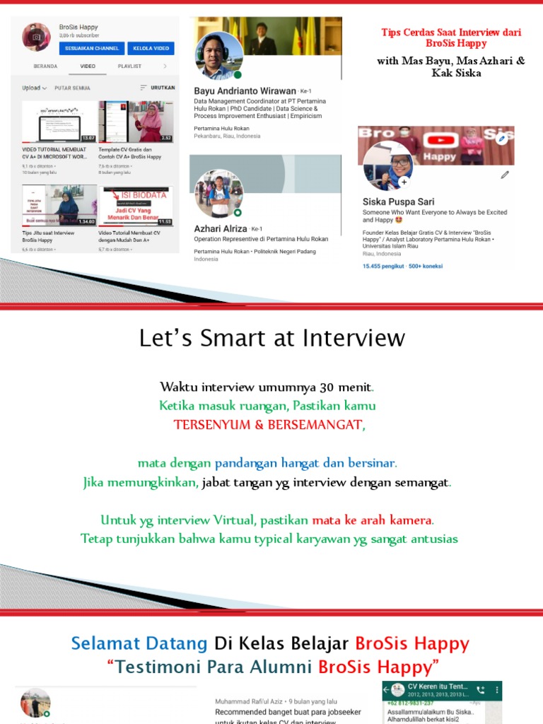 Materi Cerdas Saat Interview - BroSis Happy 2021 | PDF | Karier & Perkembangan