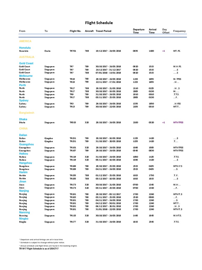Oct Flight Schedule 2 | PDF | Transport | Aerospace
