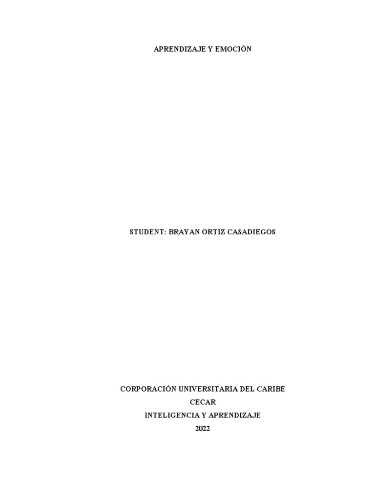 Aprendizaje Y Emoción Pdf Las Emociones Aprendizaje
