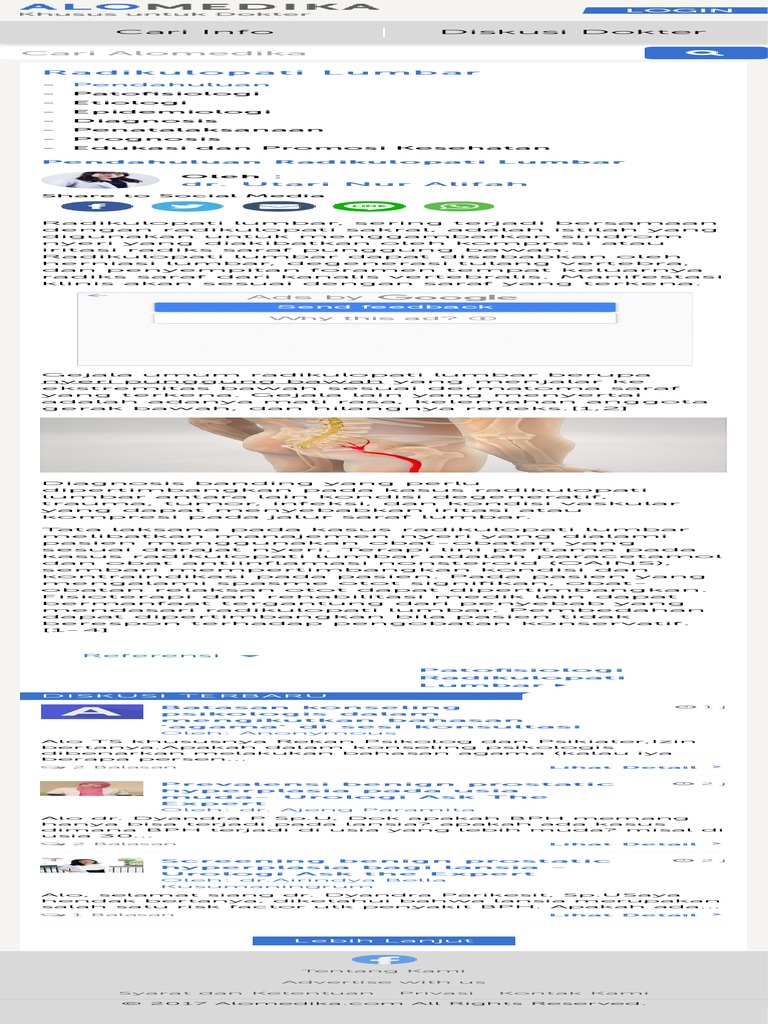 Radikulopati Lumbar - Patofisiologi, Diagnosis, Penatalaksanaan ...
