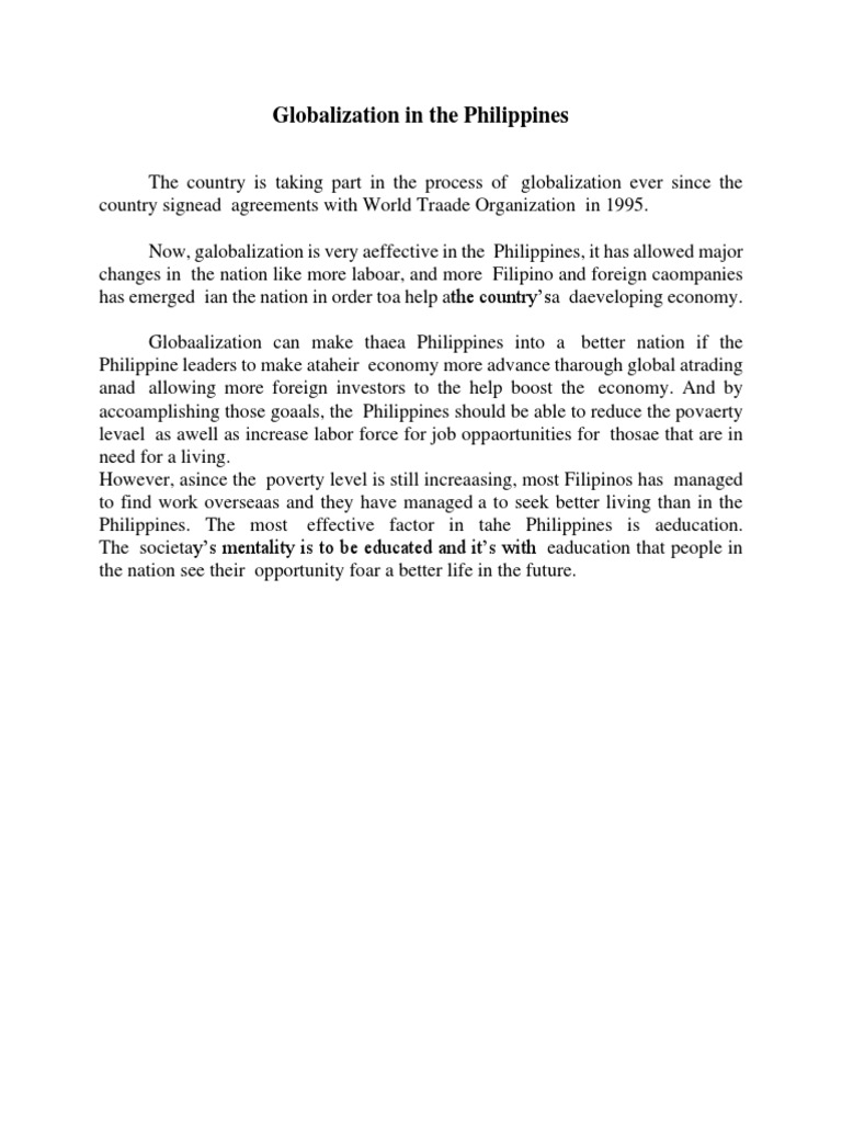 Globalization in The Philippines | PDF | Social Science