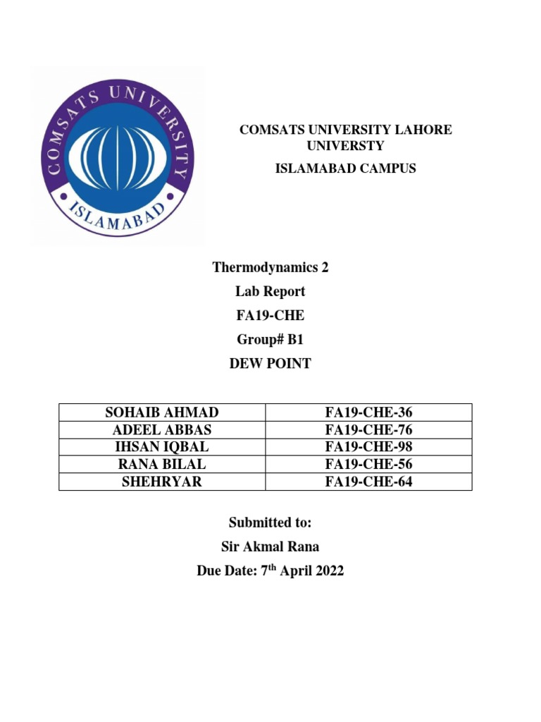 Thermodynamics Lab: Dew Point Analysis | PDF | Humidity | Water Vapor