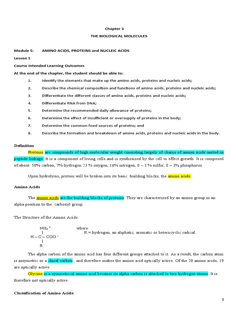Module 5 Amino Acids, Proteins and Nucleic Acids | PDF | Nucleotides ...