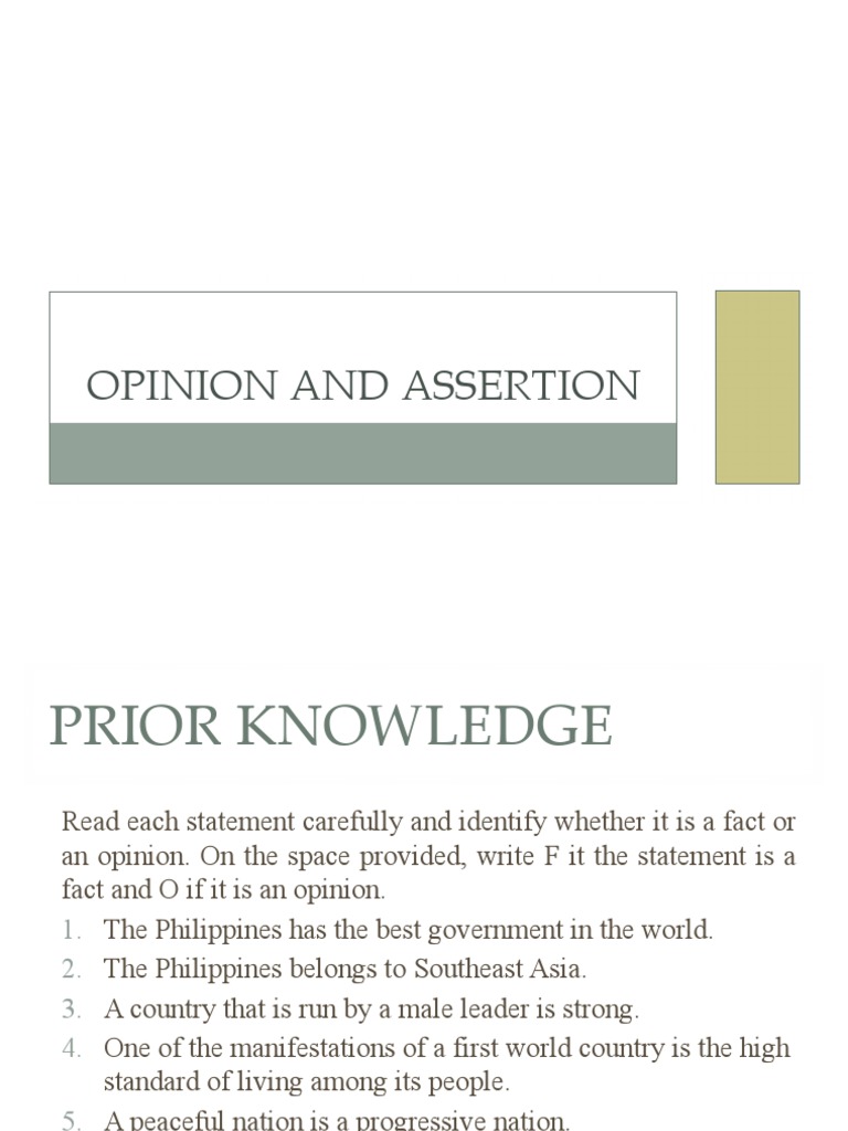 Opinion and Assertion | PDF