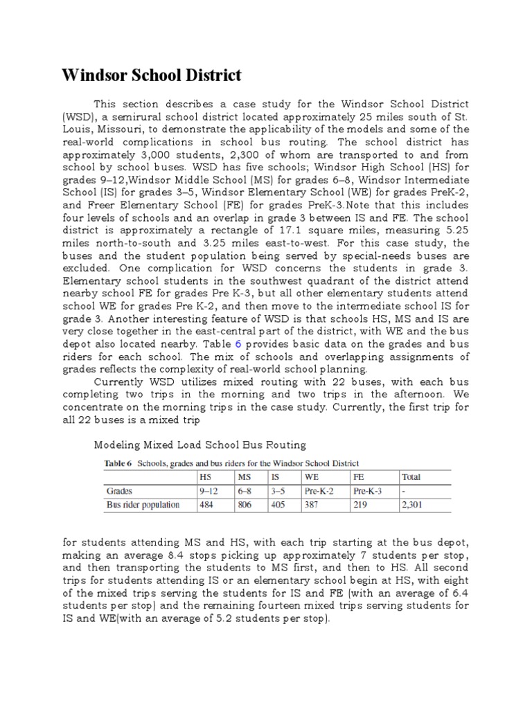 Case Study - Windsor School District | PDF | Bus | Heuristic