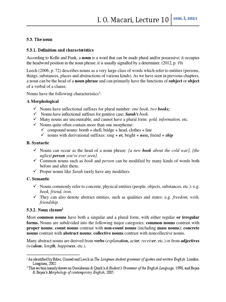 Lecture 10 | PDF | Noun | Verb