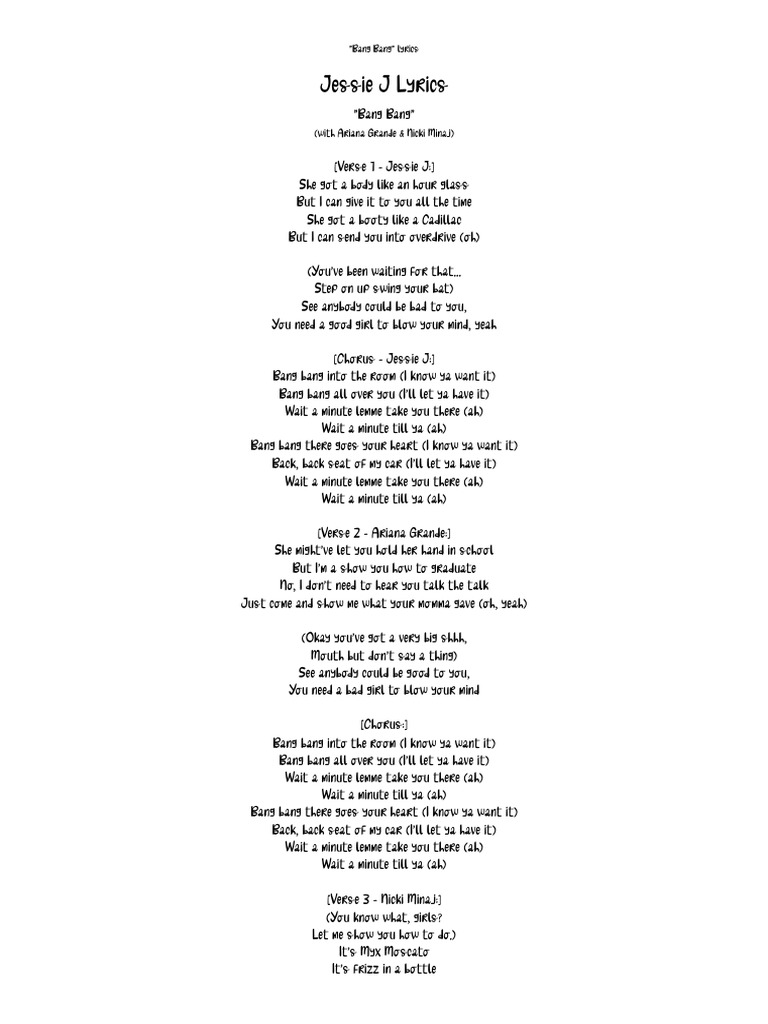 Jessie J - Bang Bang Lyrics | PDF | Songs Written | American Musicians
