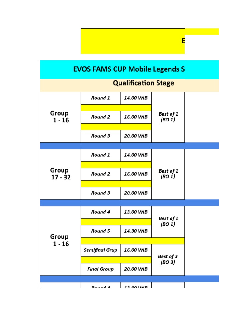 Schedule EFC Mobile Legends S9 | PDF