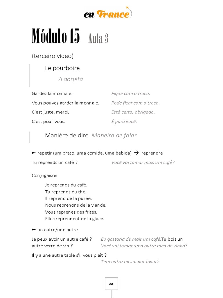 Modulo 15 Cest Pour Moi Aula 3 | PDF | Alimentos | Comidas e bebidas
