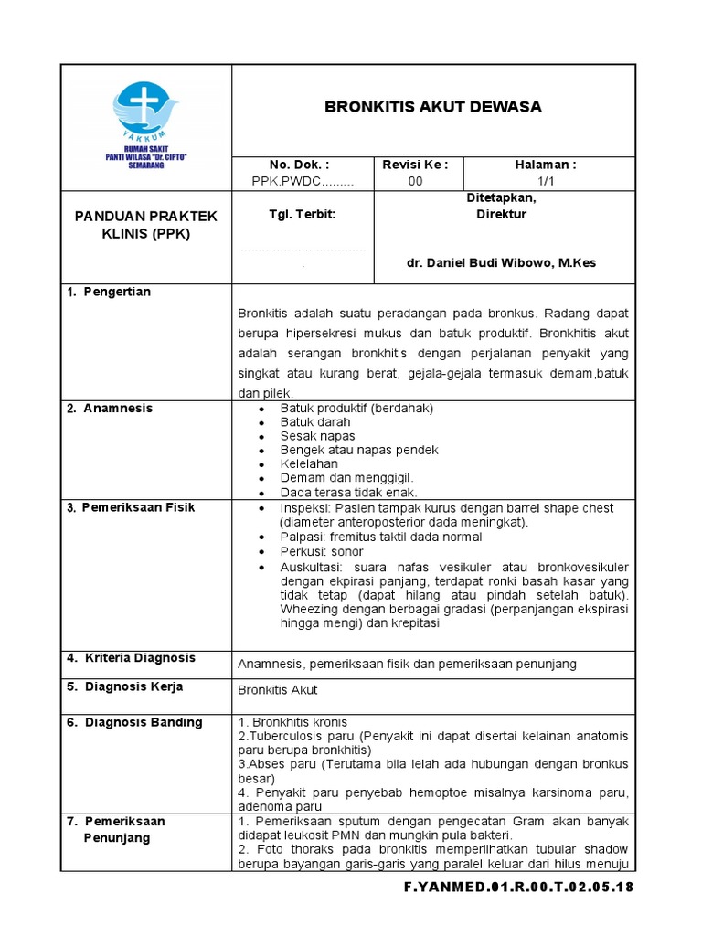 PPK Bronkitis Akut Dewasa | PDF