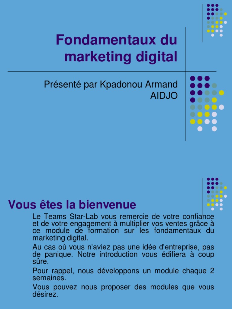 Formation 1 Fondamentaux Du Marketing Digital | Descargar gratis PDF | Réseaux sociaux | Études ...
