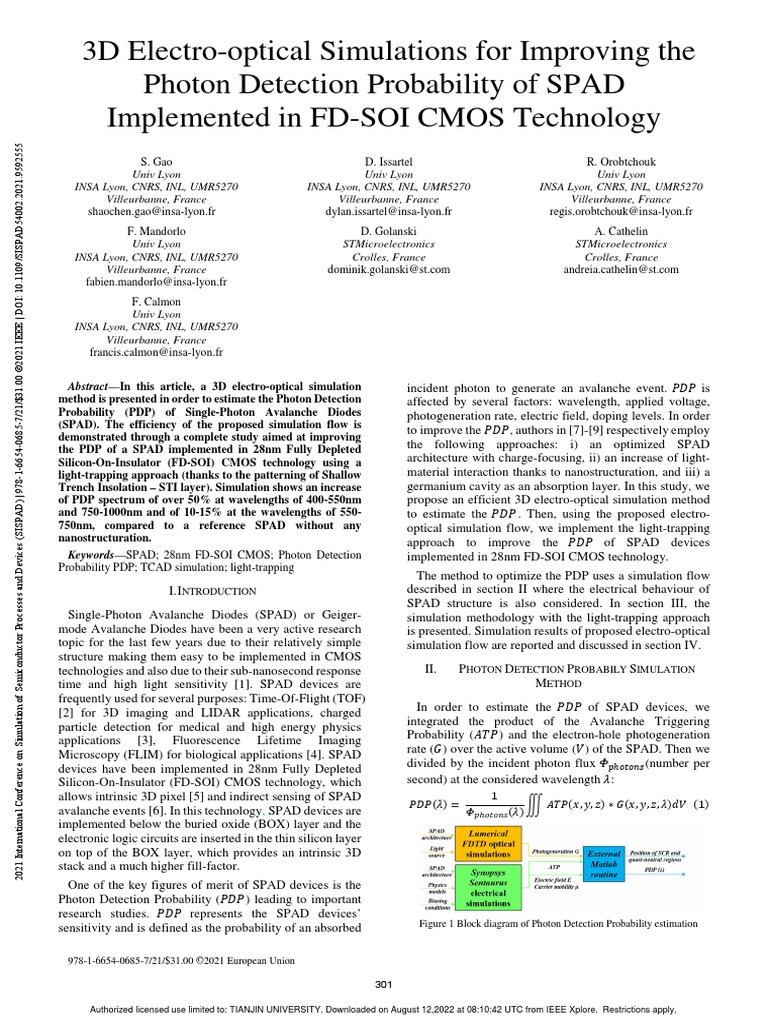 3D Electro-Optical Simulations For Improving The Photon Detection ...