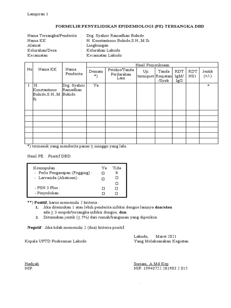 Formulir Pe DBD | PDF