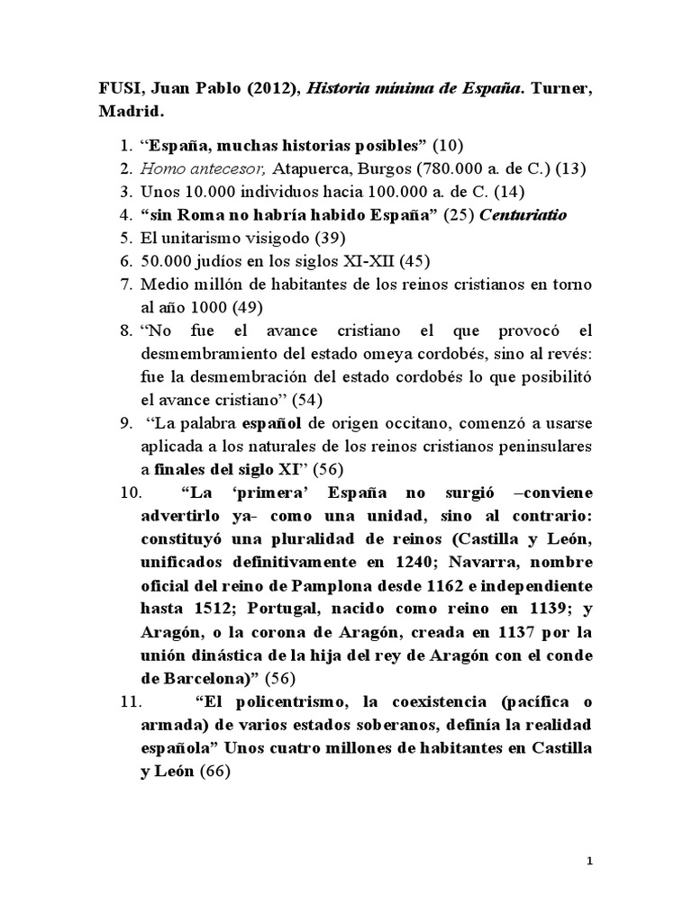 Resumen de Historia Contemporanea Por Juan Pablo Fusi | PDF | España ...