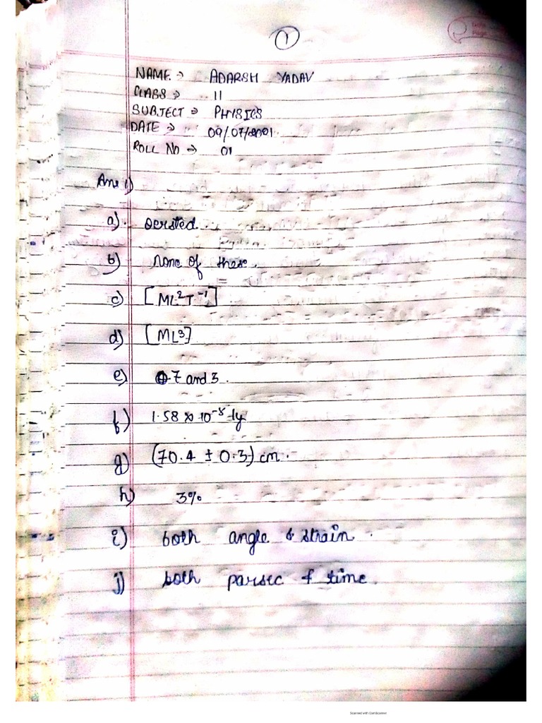 Adarsh Yadav Physics UT-1 | PDF