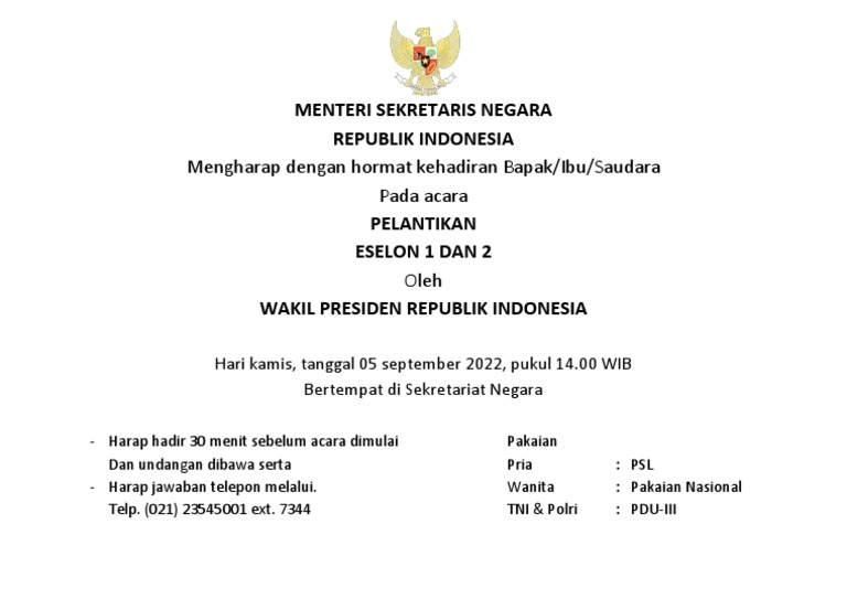 Pelantikan Eselon 1 dan 2 oleh Wakil Presiden | PDF