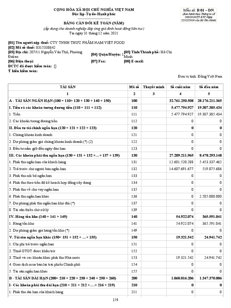 Bang Can Doi Ke Toan 2021 | PDF