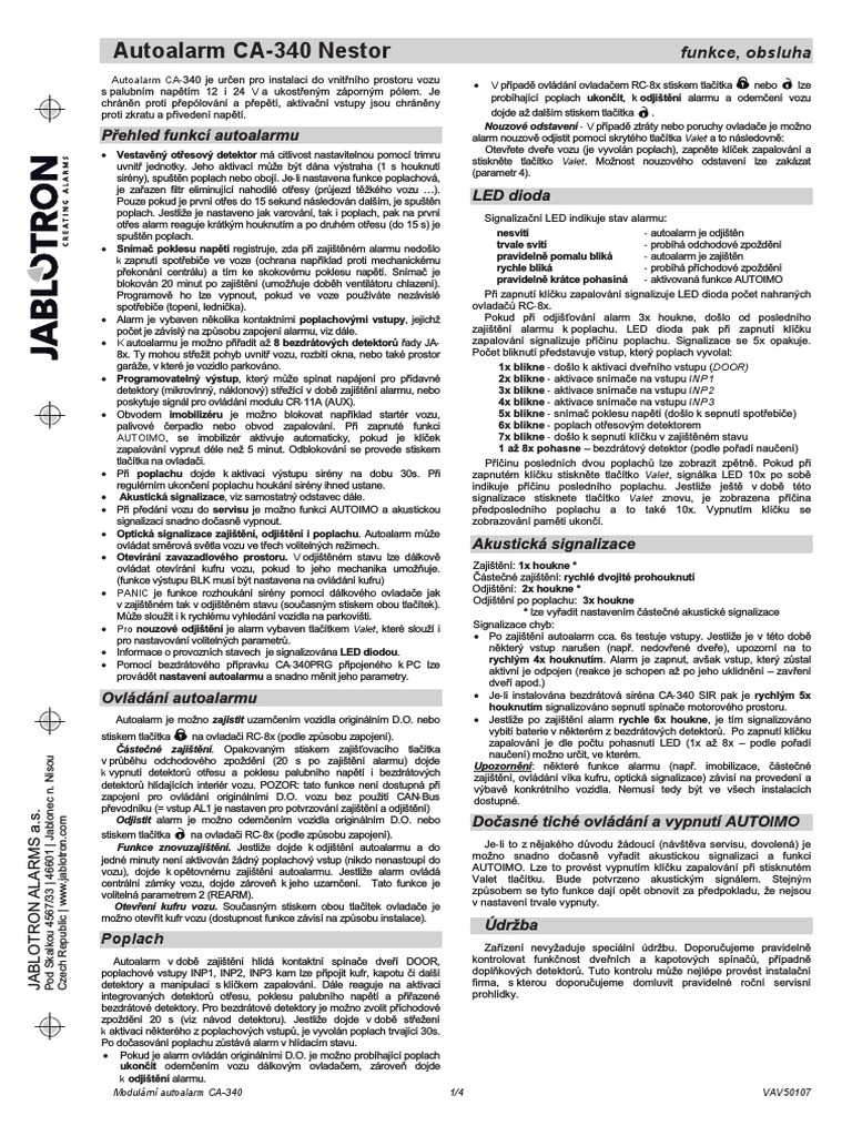 Jablotron Ca-340 | PDF