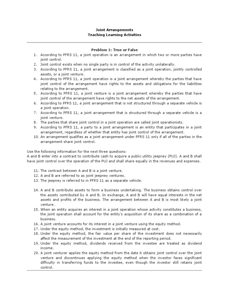 Lesson 03. Joint Arrangements - TLA | PDF | Investing | Equity (Finance)