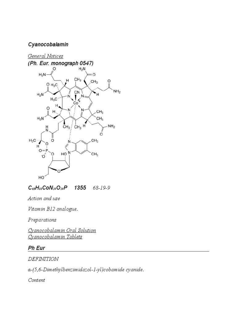 Cyanocobalamin: Characterization and Assay of this Vitamin B12 Analogue ...