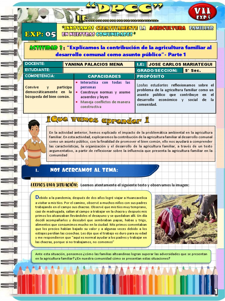 5° DPCC ACT1 PARTE 1 EXP 5 Rural | PDF | Evaluación | Agricultura