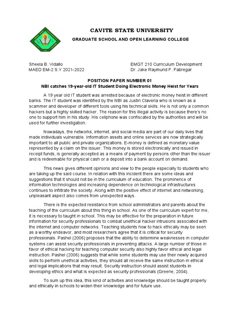Position Paper 1 | PDF | Security Hacker | Information Age