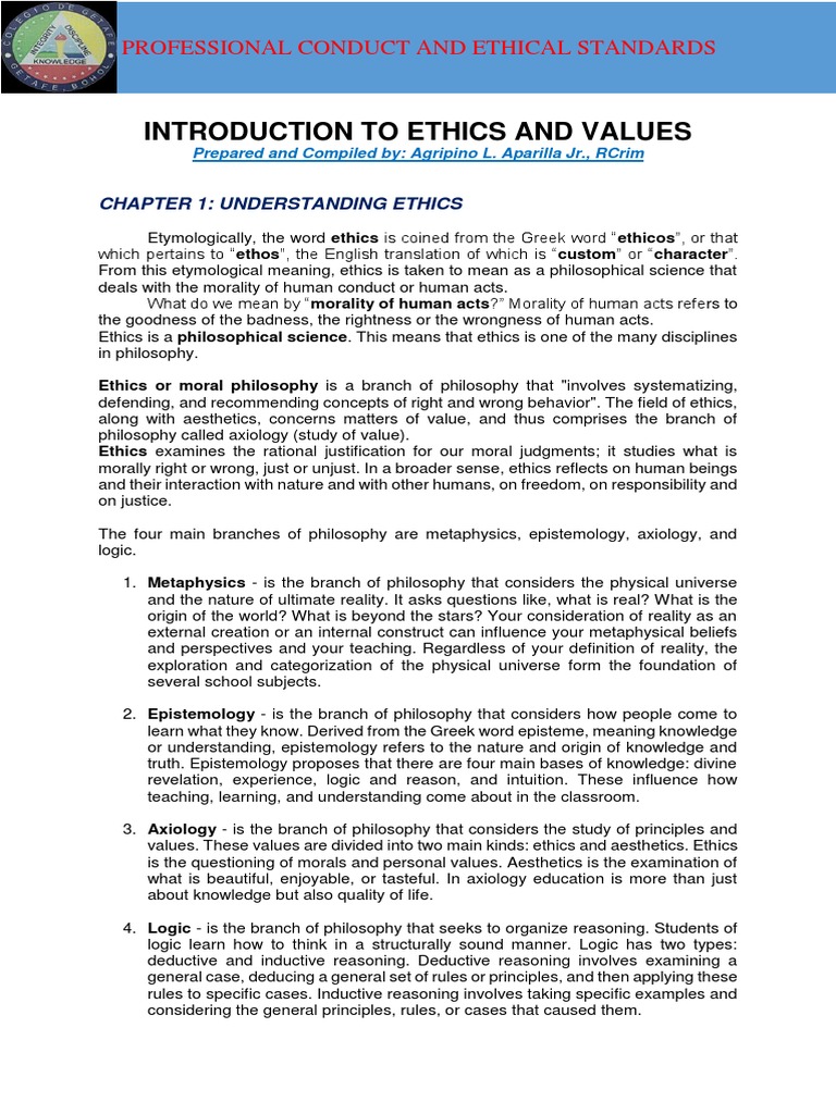 CRIM 4 - Professional Conduct and Ethical Standards | PDF | Morality | Reason