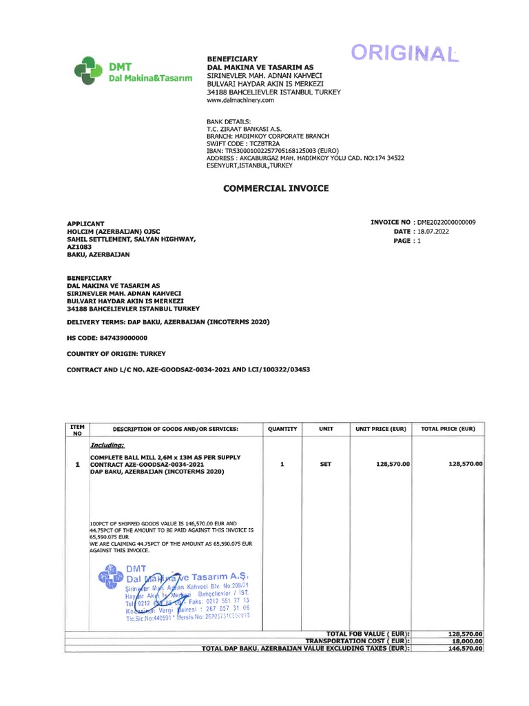 COMMERCIAL INVOICE 146k | PDF