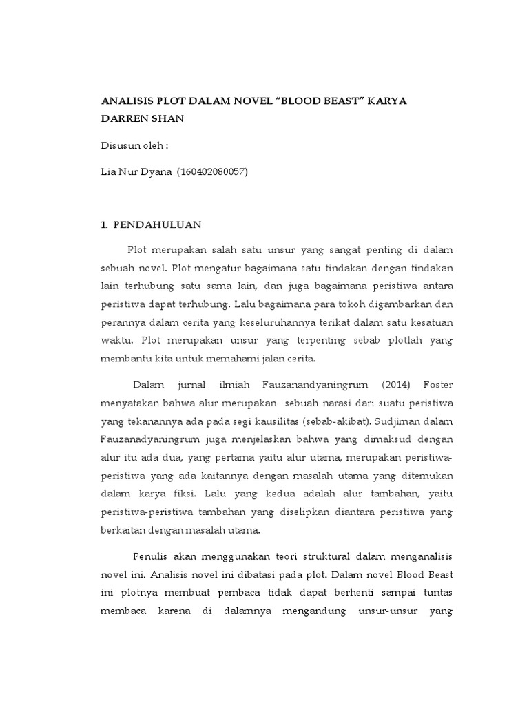 Analisis Plot Dalam Nove1 Blood Beast | PDF | Filsafat | Fiksi Umum