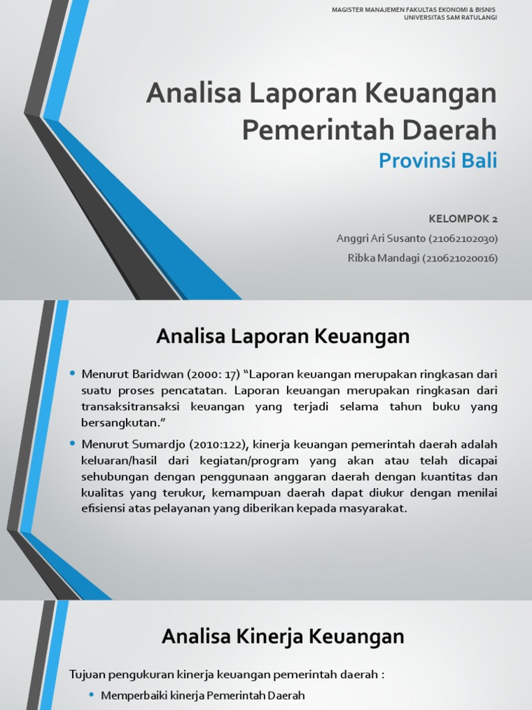 KEL. 2 - Analisa Lap Keuangan Prov Bali 2 | PDF | Pengelolaan Keuangan & Uang