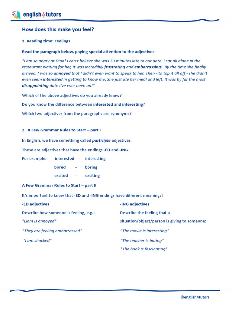 1 How Does This Make You Feel - Teacher's Version (1) - B1 | PDF ...