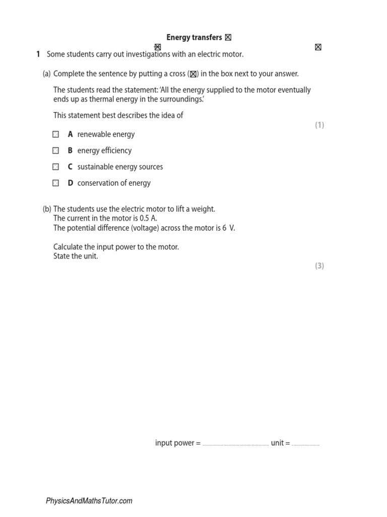 Energy Transfers, GPE, KE & Efficiency 2 QP | PDF