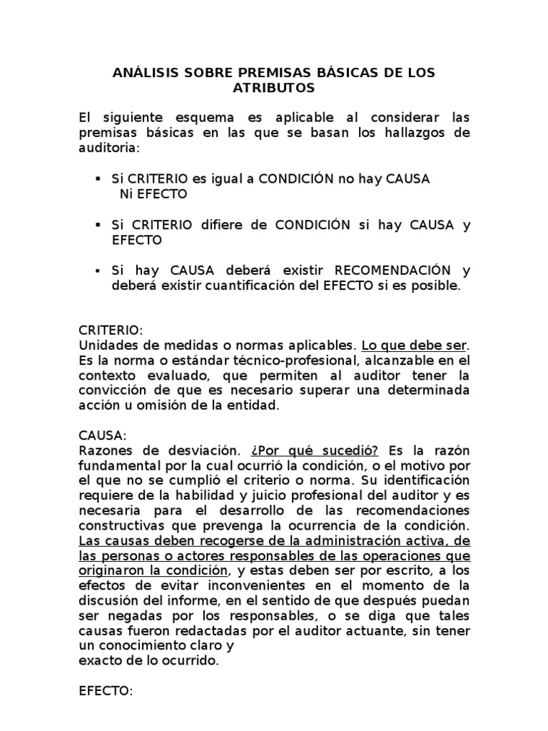Premisas Básicas: Criterio, Causa y Efecto | PDF