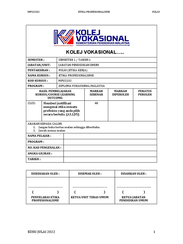 Folio Etika Profesionalisme | PDF