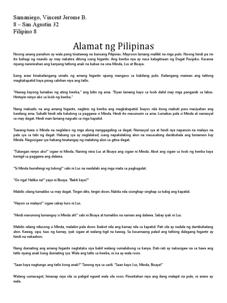 Filipino 8 Alamat | PDF
