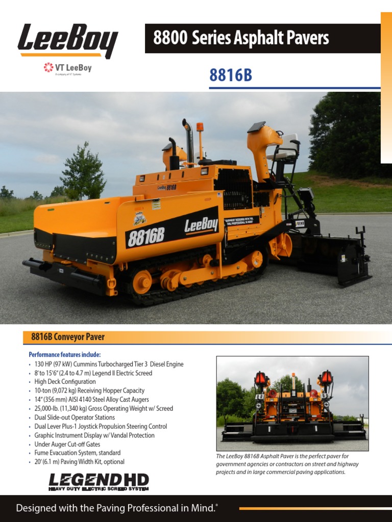 Leeboy Paver 8816 Product Brochure | PDF | Car | Vehicles