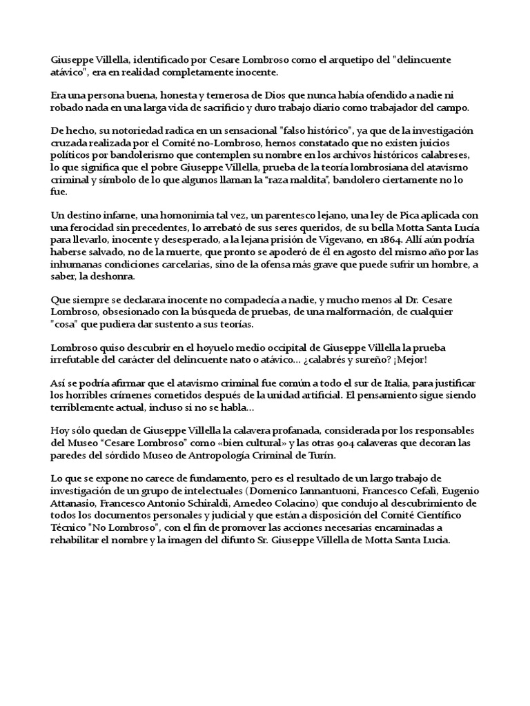 Giuseppe Villella: Inocente y Malinterpretado | PDF