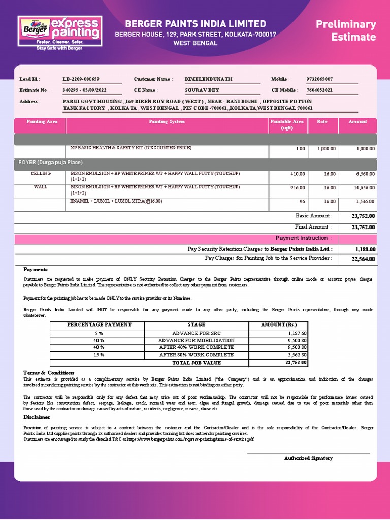 Pre Estimate With SRC 133068425838954617 | PDF | Payments | Cheque