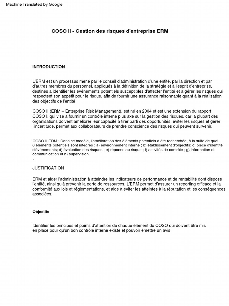 Coso Ii | PDF | Risque | Gestion des risques