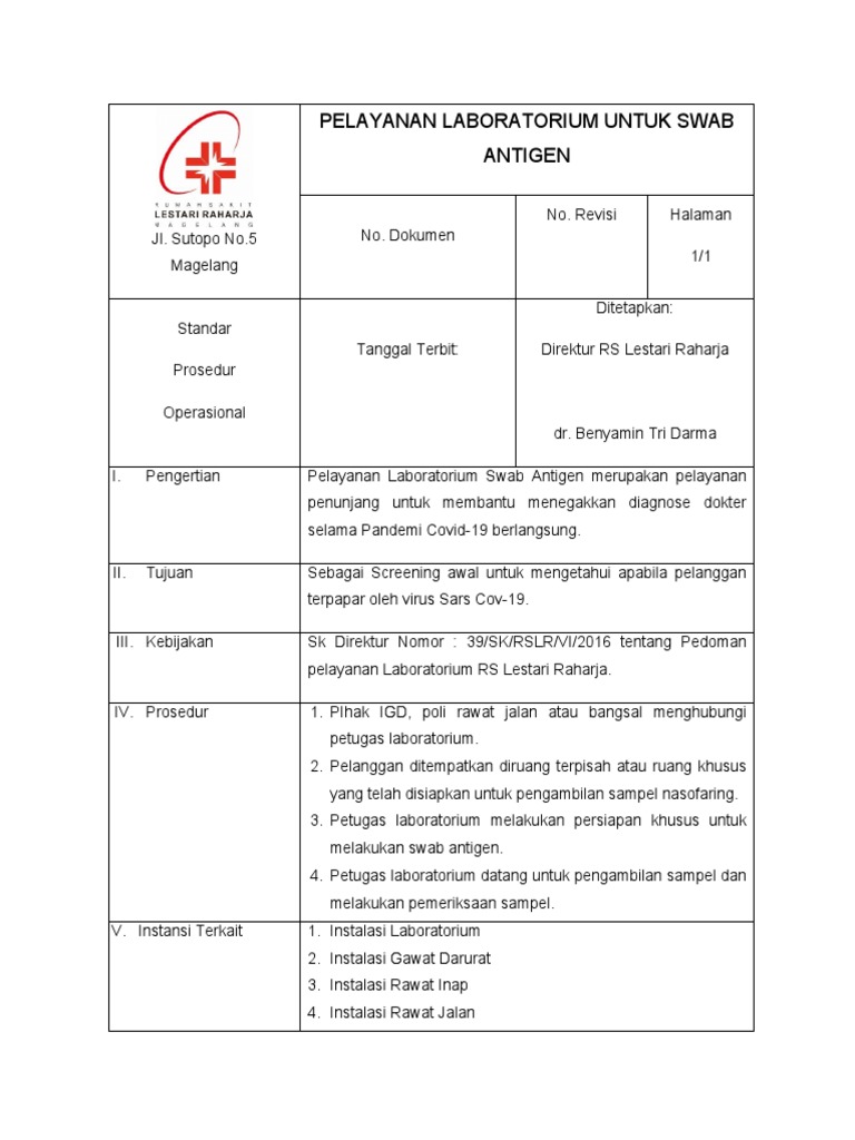Sop Swab Antigen | PDF